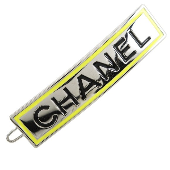 CHANEL | Accessories | Chanel Silveryellow B2b Logo Barrette Hairpin ...
